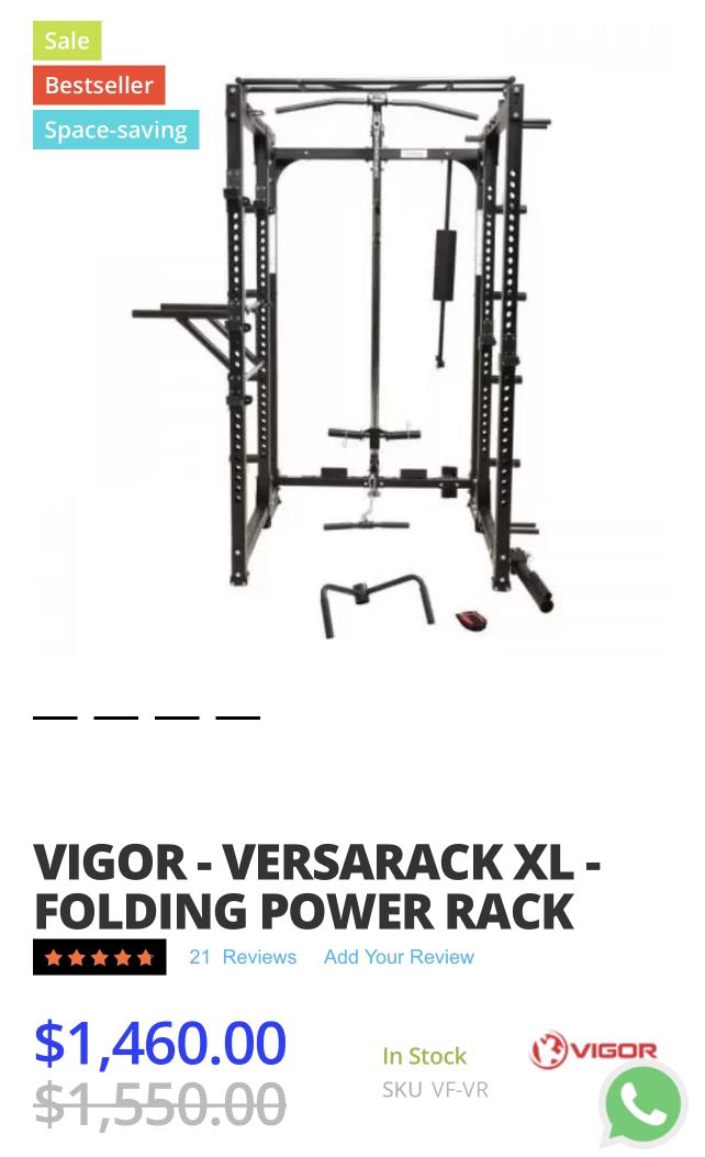 VIGOR - VERSARACK XL - FOLDING POWER RACK, Sports Equipment, Exercise ...