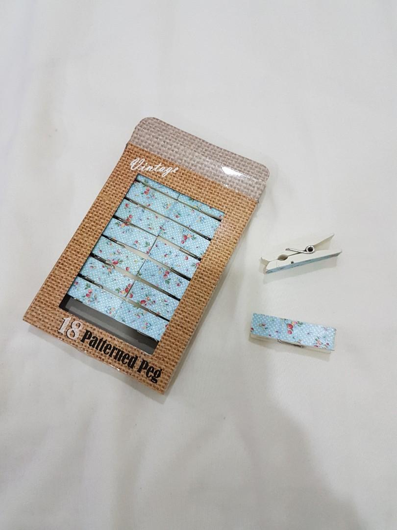 Vintage 18 Patterned Peg Clip, Hobbies & Toys, Stationery & Craft ...