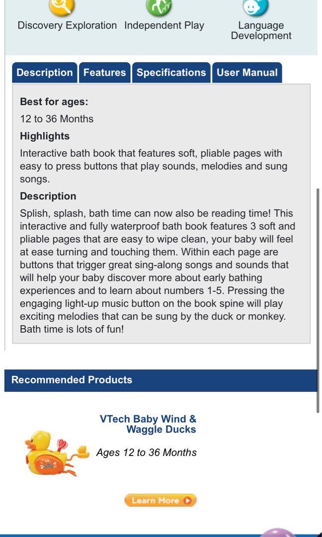 Vtech Splash & Sing Bath Book, Babies & Kids, Infant Playtime on Carousell