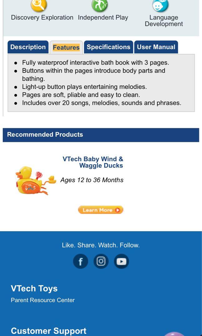 Vtech Splash & Sing Bath Book, Babies & Kids, Infant Playtime on Carousell