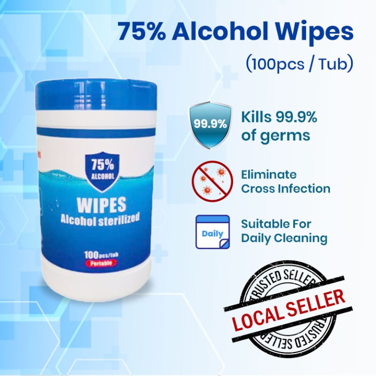 75% Alcohol wet tissue paper Tub, Health & Nutrition, Medical Supplies ...