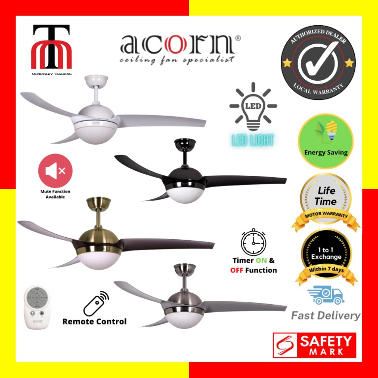 Acorn 52" Ceiling Fan with 18W LED RGB Light, Furniture & Home Living ...
