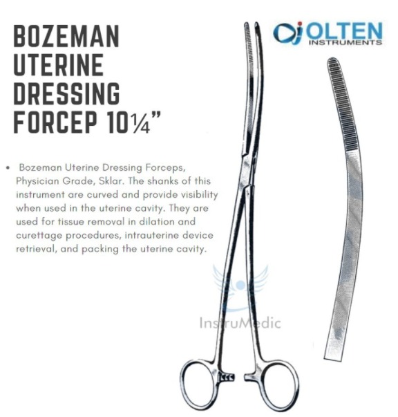 Bozeman Uterine Dressing Forcep 10¼", Health & Nutrition, Medical ...