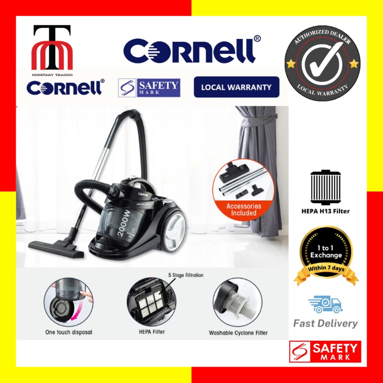 Cornell Bagless Vacuum Cleaner w/ Hepa Filter & Real Cyclone System CVC ...