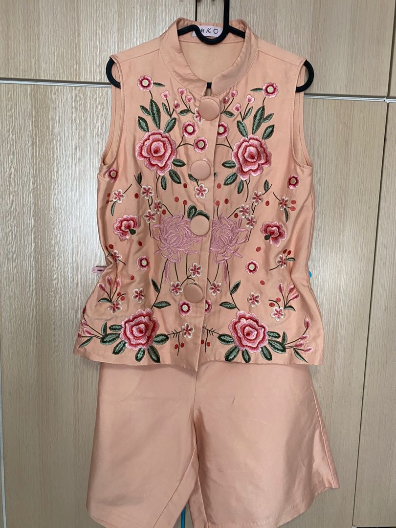 Embroidery CNY top and bottom set, Women's Fashion, Dresses & Sets ...