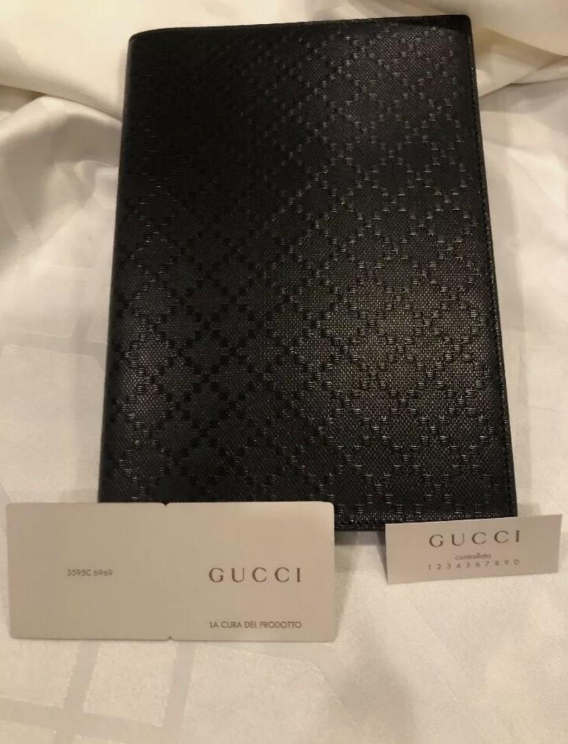 Gucci Hilary Lux Black Diamante Leather Notebook Cover, Luxury ...