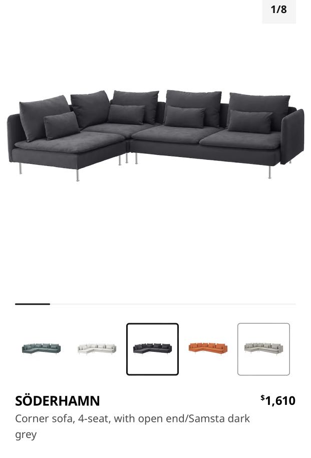 Ikea soderhamn sofa - Grey 4 seater, Furniture & Home Living, Furniture ...