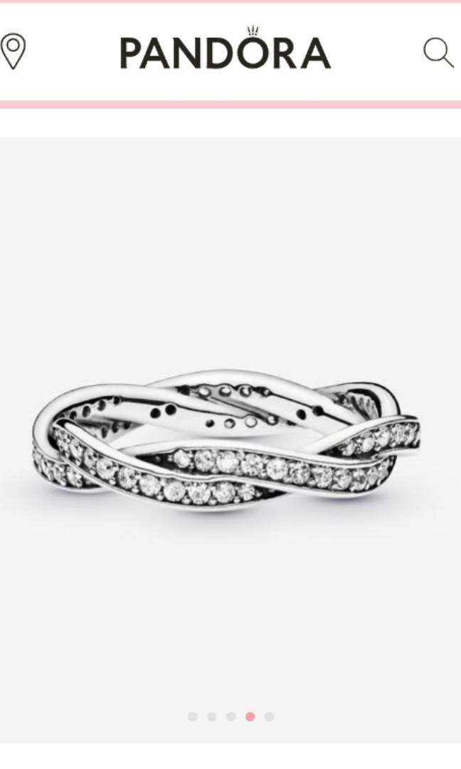 Pandora Sparkling Twisted Lines Ring (Sterling silver), Women's Fashion ...