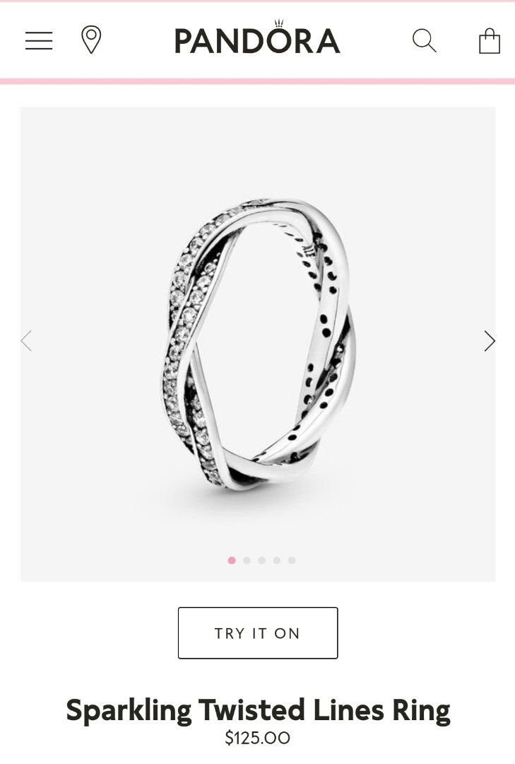 Pandora Sparkling Twisted Lines Ring (Sterling silver), Women's Fashion ...