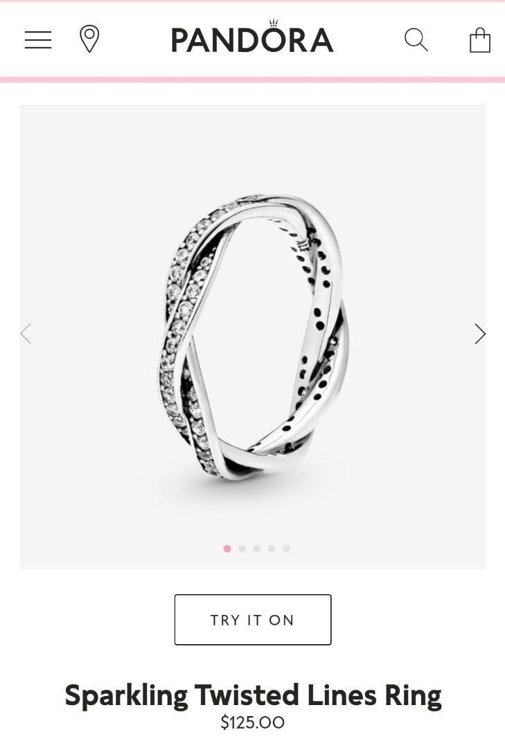 Pandora Sparkling Twisted Lines Ring (Sterling silver), Women's Fashion ...