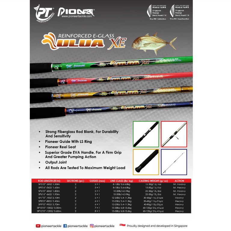 Pioneer Ulua XE strong Fiberglass Rod, Sports Equipment, Fishing on ...