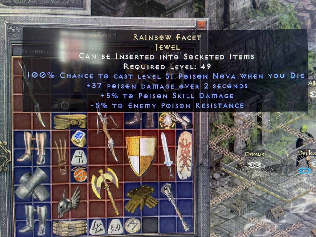 Rainbow facet jewel perfect 5/5 poison D2R, Video Gaming, Gaming ...