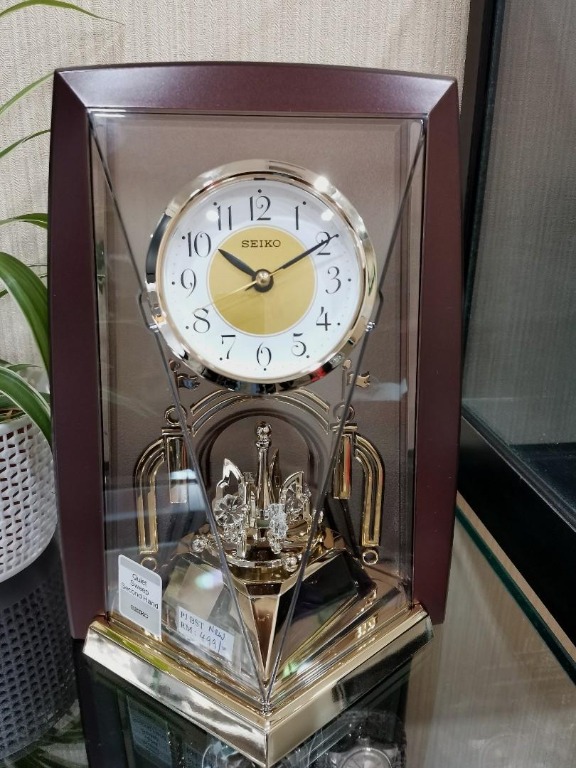 Seiko QXN223BR Rotating Pendulum Mantel Clock Quiet Sweep Desk & Table ...