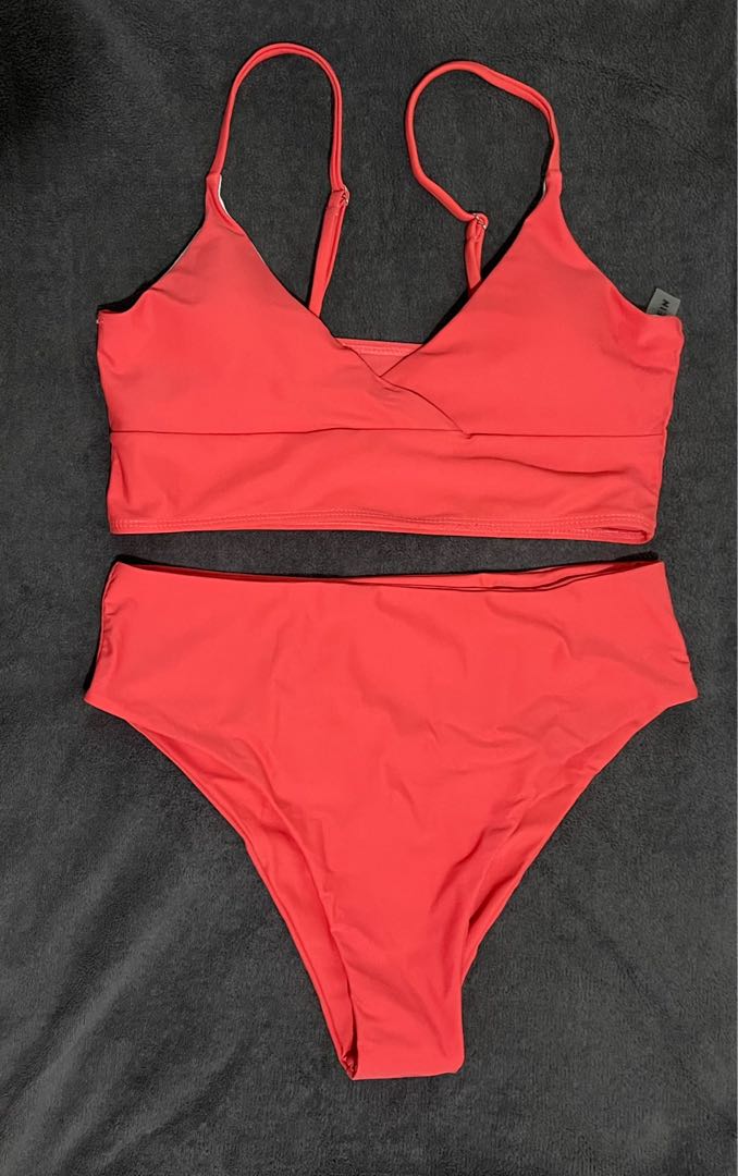 BRAND NEW! SHEIN SEXY CORAL PINK HIGHWAIST TWO PIECE SWIMSUIT, Women's ...