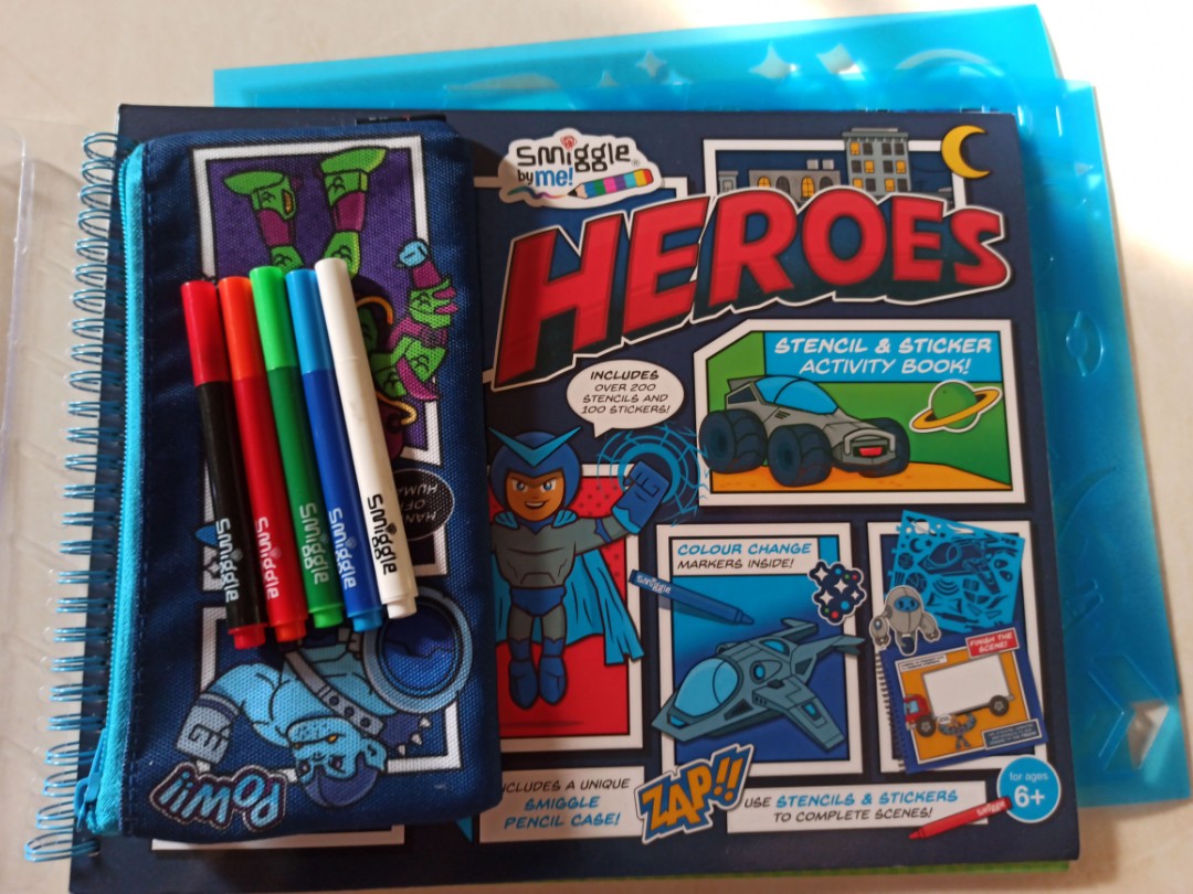 Smiggle by ME ! Hero Colour Stencil Activity Book, Hobbies & Toys ...