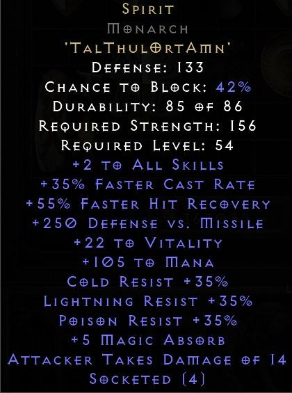 Spirit 35%FC [1] Crystal Sword [2] Monarch - 35% Faster Cast Rate ...