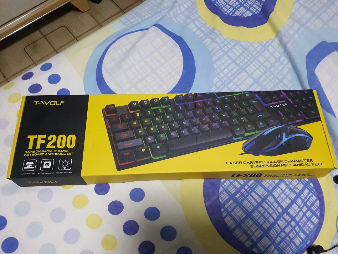 T Wolf Tf200 Rainbow Backlit Keyboard Mouse Set Computers And Tech Parts And Accessories