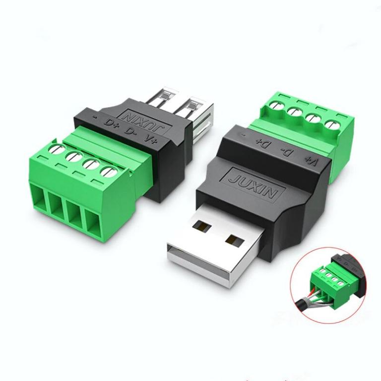 免焊接usb頭 可選usb公頭或母頭 USB to 4pin Screw Connector (USB female or USB male ...