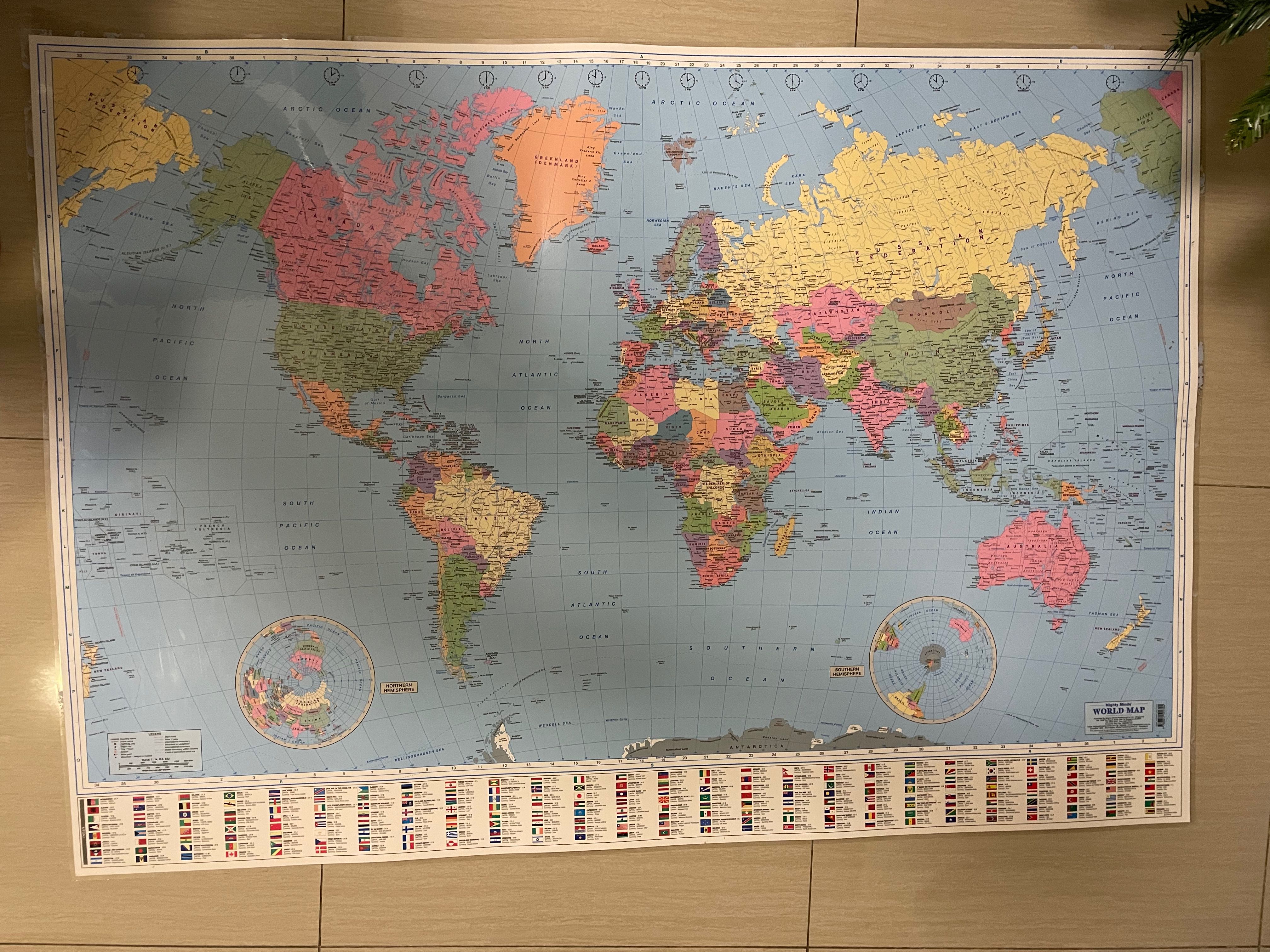 laminated world maps poster