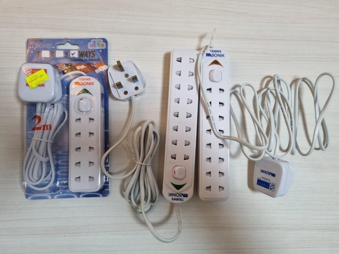 2 Pin Extension Plug (3 Sets), TV & Home Appliances, Electrical ...