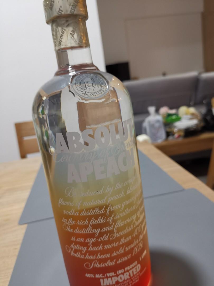 Absolute vodka peach 1 litre, Food & Drinks, Beverages on Carousell