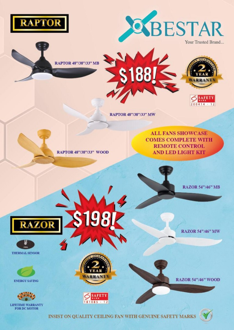 Bestar Razor Raptor Ceiling Fan, Furniture & Home Living, Lighting ...
