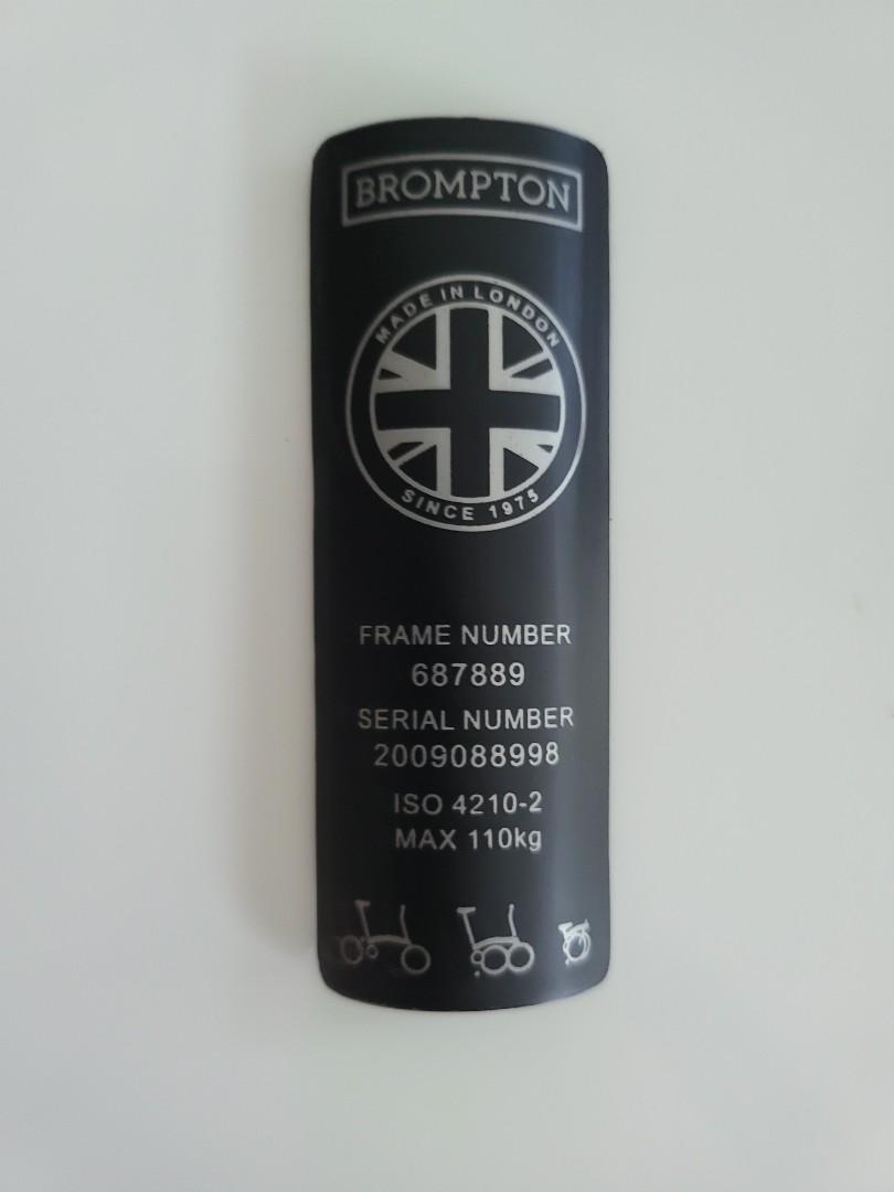 Brompton Frame decal sticker tag, Sports Equipment, Bicycles & Parts ...