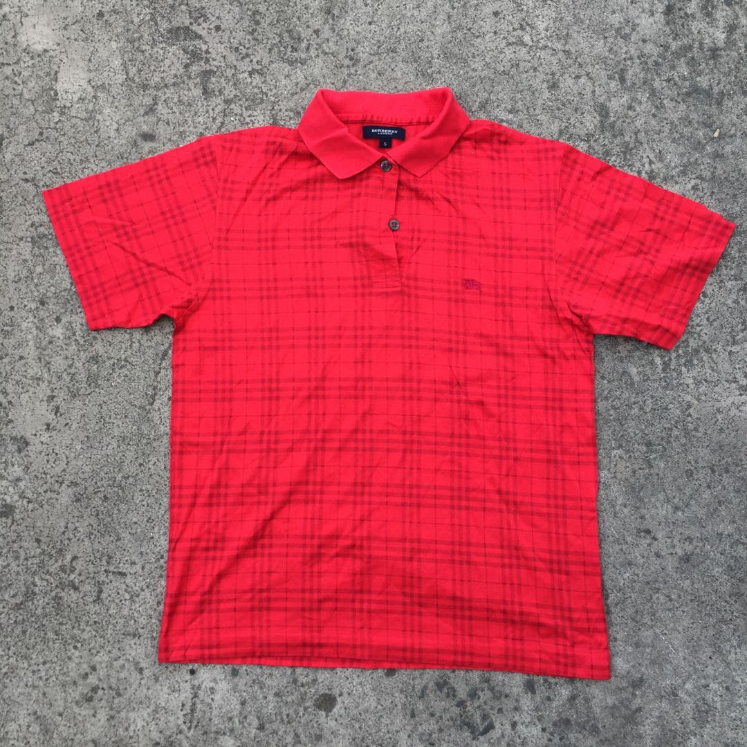 BURBERRY RED PLAID POLO SHIRT, Men's Fashion, Tops & Sets, Tshirts ...