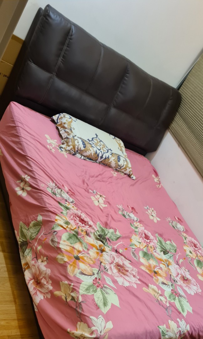 (FREE) Cellini Queen Bed with Cushioned Headboard, Furniture & Home ...