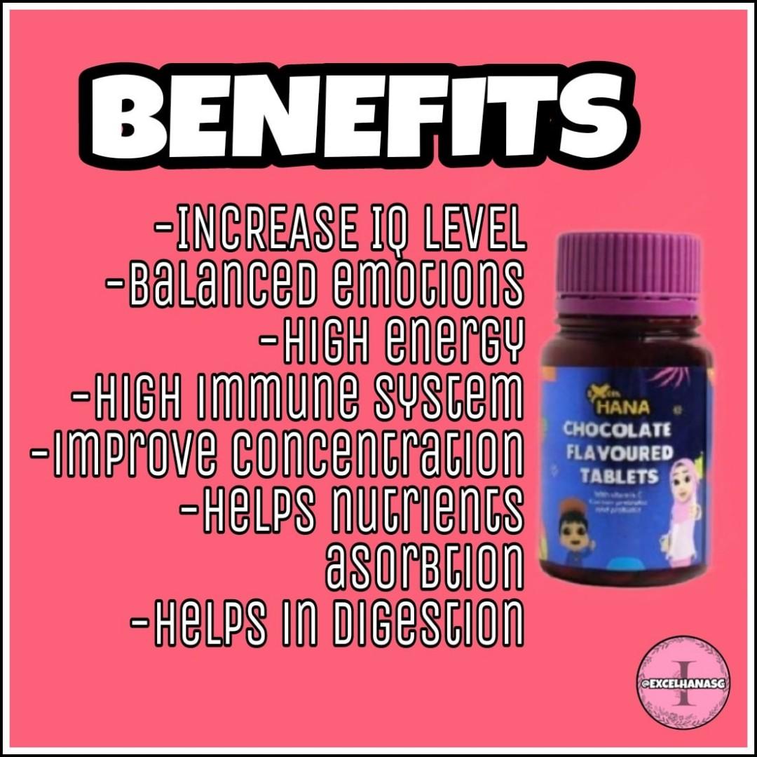 Excel Hana Chewable Tablets (INSTOCK), Health & Nutrition, Health ...