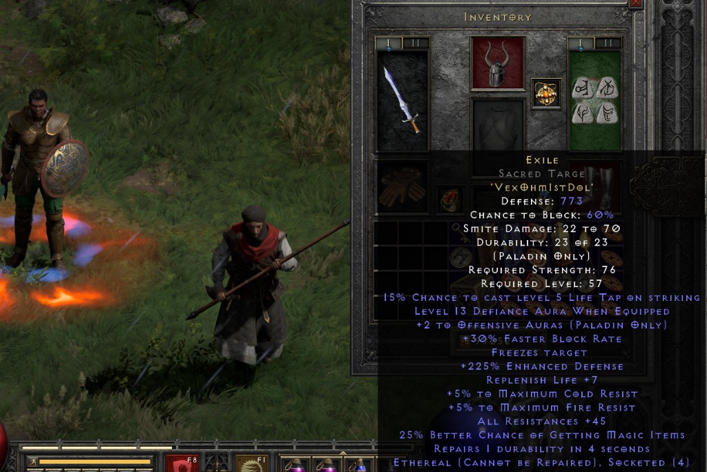 Exile Sacred Targe Paladin Shield - Diablo 2 Resurrected D2R, Video ...