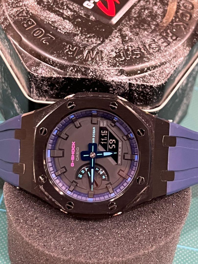 G Shock Casio ga2100vb ga2100 mod custom black blue combi, Men's ...
