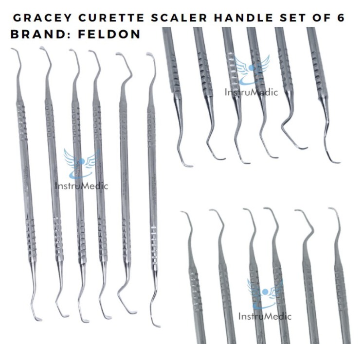 GRACEY CURETTE SCALER HANDLE SET OF 6 (Brand: Feldon), Health ...
