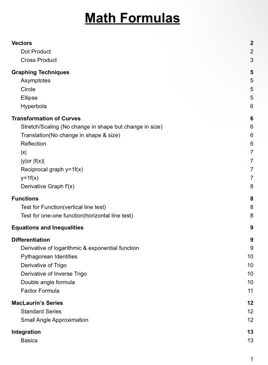 H2 Math Formulas and Stats Definitions, Hobbies & Toys, Books ...