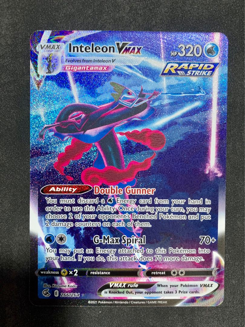 Inteleon Vmax Alternate Art 266/264 Pokemon Card Fusion Strike Pokémon ...