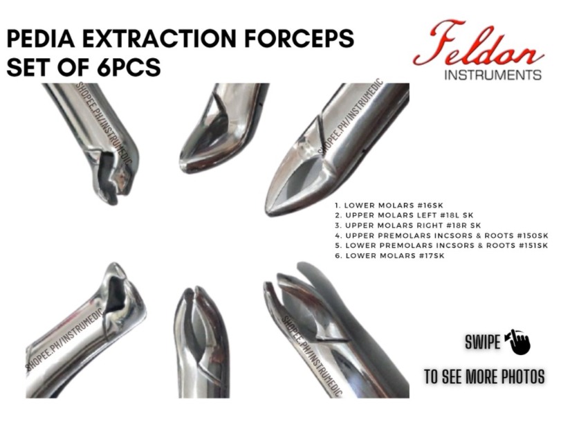 PEDIA EXTRACTION FORCEPS SET OF 6 PCS (BRAND: FELDON) /EXT. FORCEP SET ...