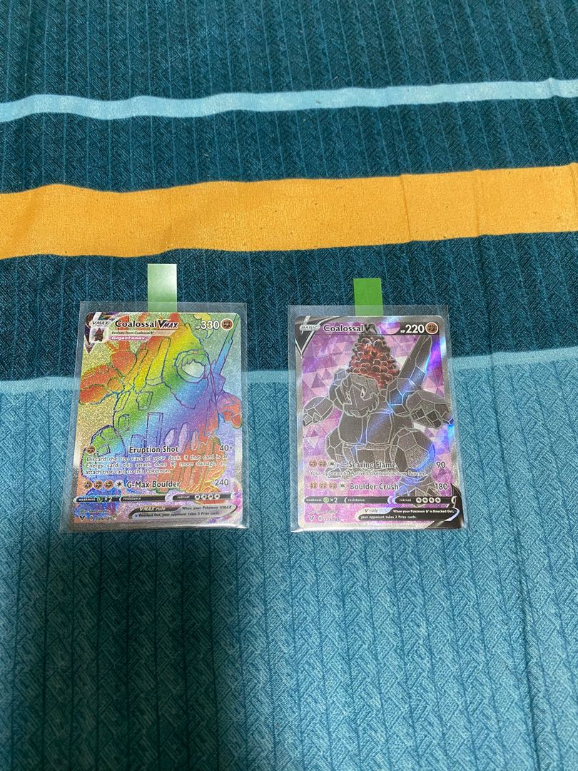 Pokemon TCG Coalossal VMax Rainbow & Coalossal V Full Art, Hobbies ...