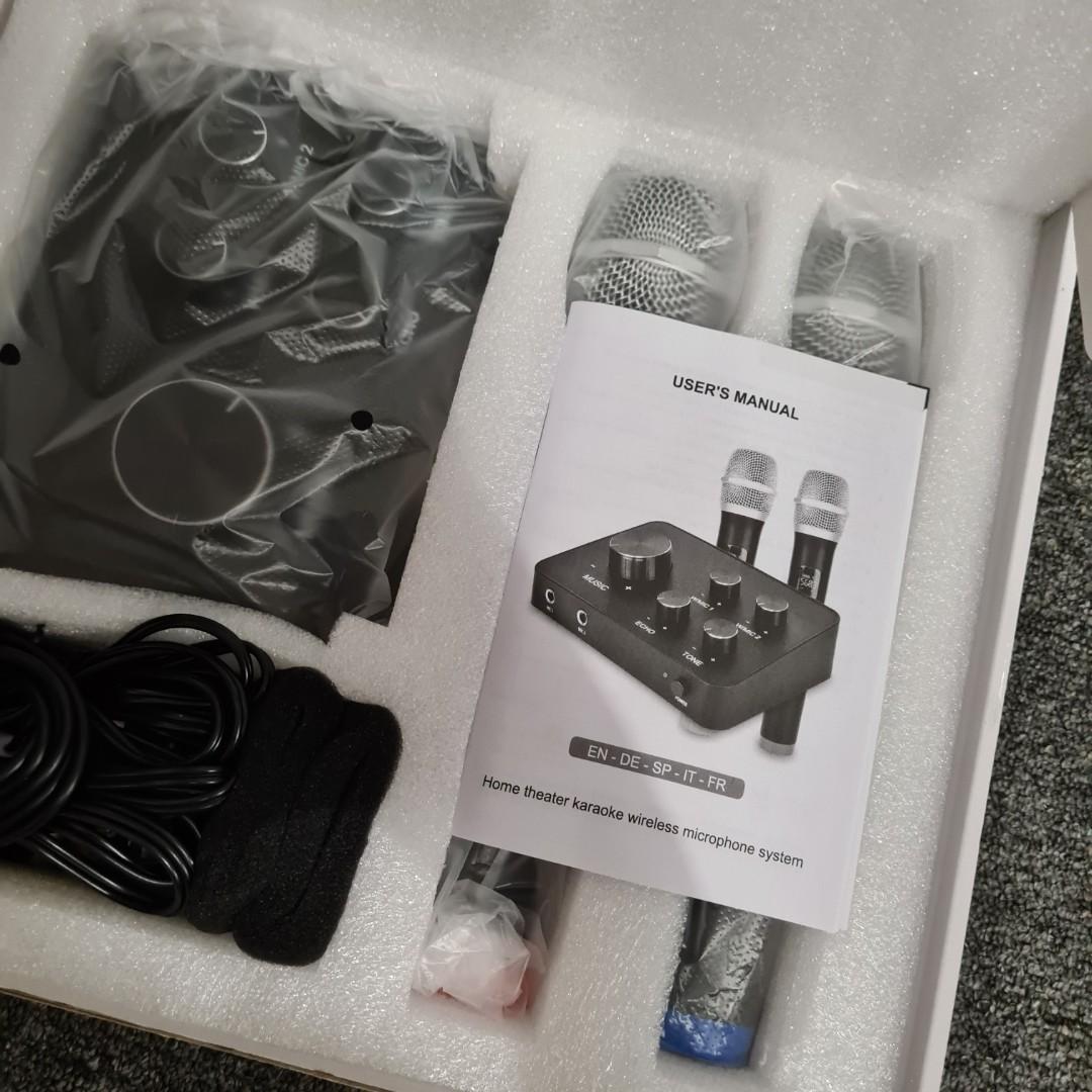 Portable Karaoke Microphone Mixer System Set, with Dual UHF Wireless ...