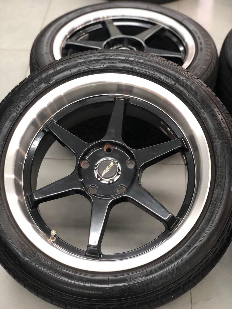 Rim P1 Racing 7.5JJ 5x114 siap tayar, Auto Accessories on Carousell