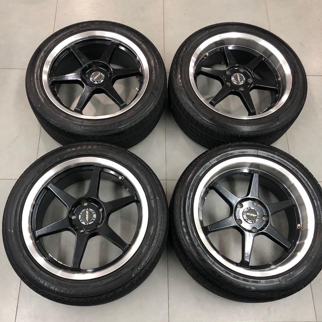 Rim P1 Racing 7.5JJ 5x114 siap tayar, Auto Accessories on Carousell