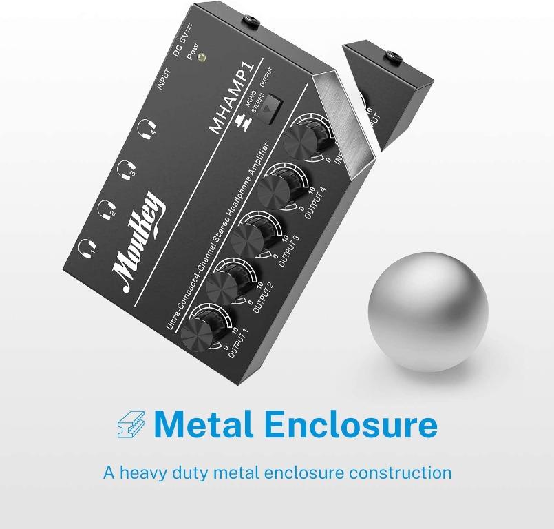 (SALE) Moukey Headphone Amp Amplifier 4 Channels Metal Stereo Audio ...