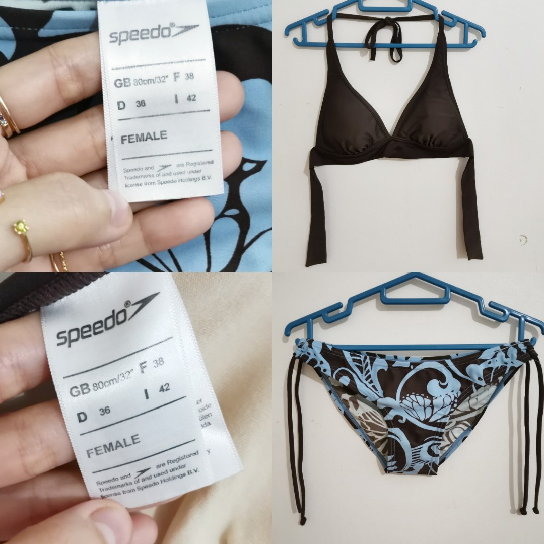 Speedo halter tri top and Speedo hipster tie side bikini bottom, Women ...