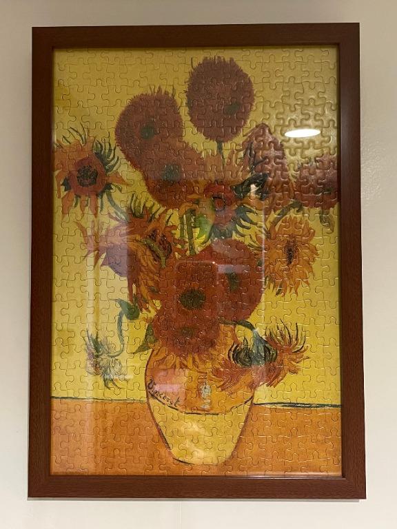 Van Gogh's Sunflower Puzzle (Assembled and w/ Frame), Hobbies & Toys ...