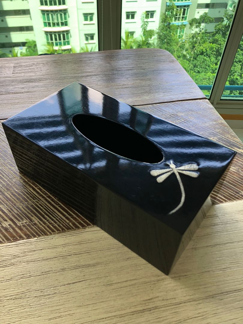 Vietnamese Lacquer Tissue Box (black), Furniture & Home Living, Home ...