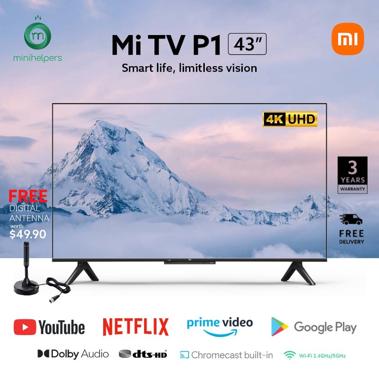 Xiaomi Mi TV 43 Inch P1 Smart Android TV DVB-T2/C Voice Control 2GB RAM ...
