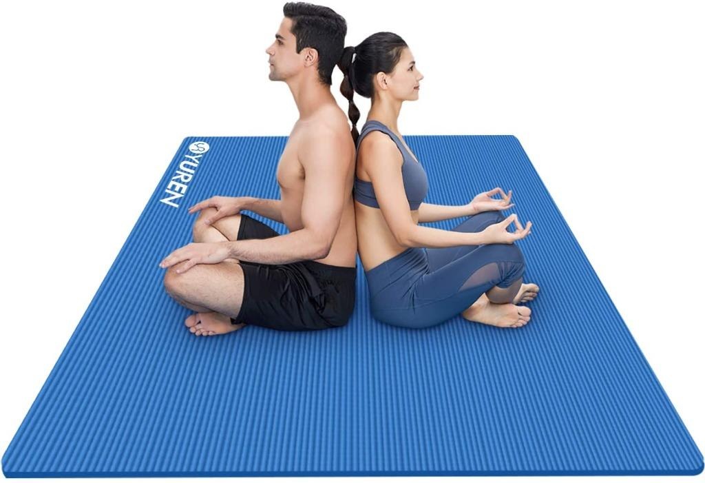 11784) YUREN Large Yoga Mat 78x51Inch Extra Wide Double Exercise Mat 1/2 Inch Thick NBR Foam Mat ...