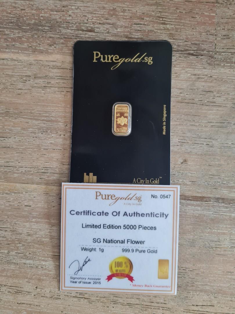 1 g ltd edition gold bar with cert, Hobbies & Toys, Memorabilia ...