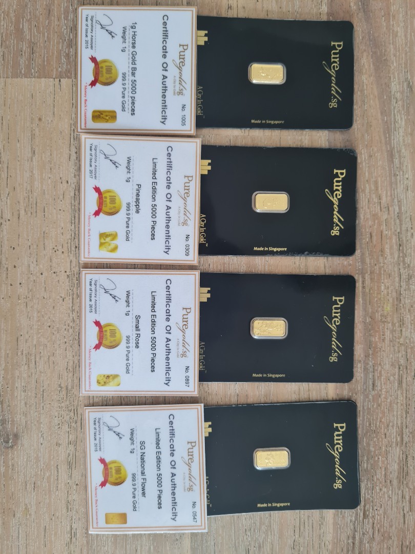 1 g ltd edition gold bar with cert, Hobbies & Toys, Memorabilia ...
