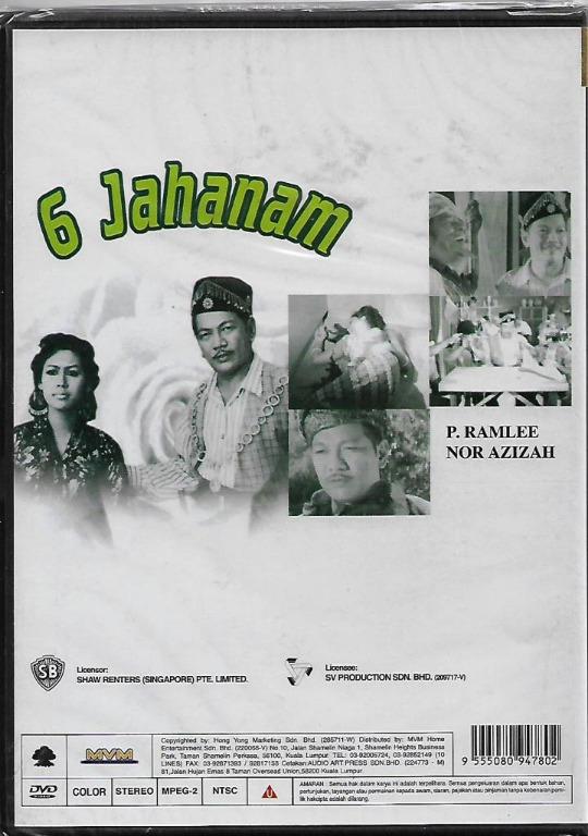 6 Jahanam Malay Movie DVD Tan Sri P. Ramlee Nor Azizah Original New And ...