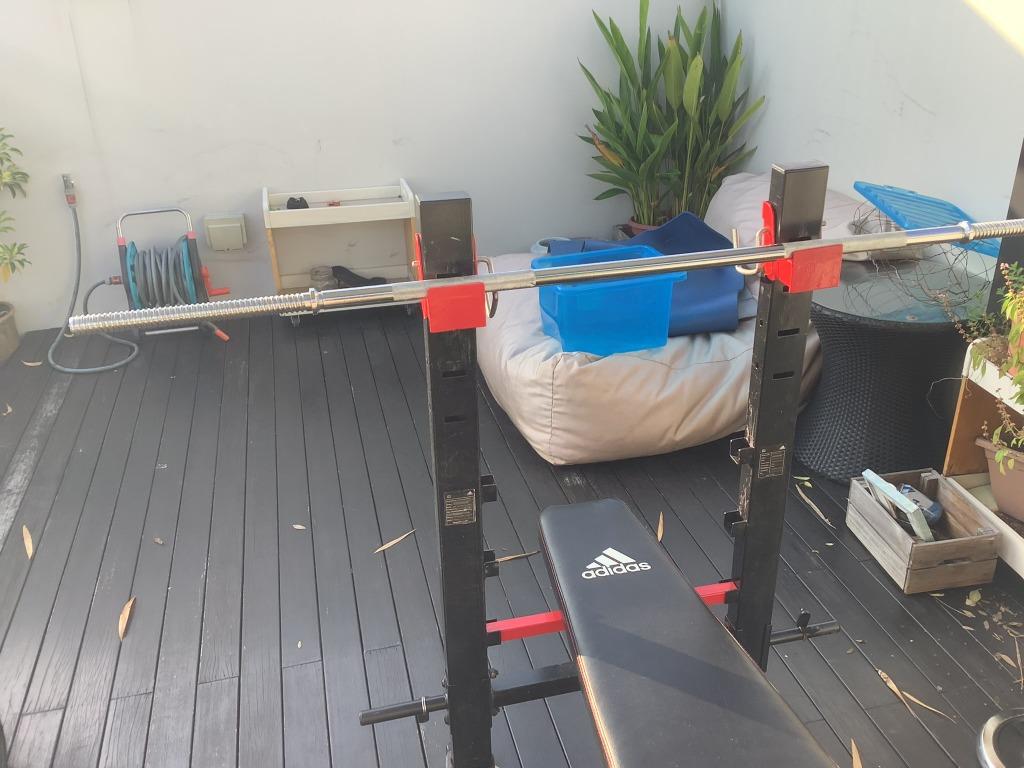 Adidas / ALBI Gym bench with barbell and dumbell set, Sports Equipment ...